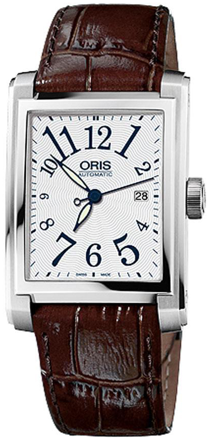 58376574061LS Oris Rectangular Date Watch for Men Silver Dial Steel Case