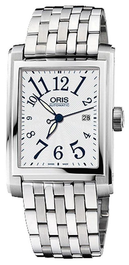 58376574061MB Oris Rectangular Date Watch for Men Silver Dial Steel Case & Bracelet
