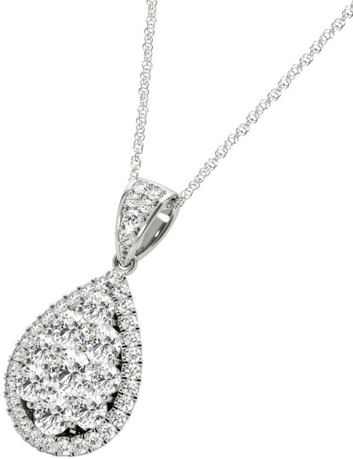 White Gold Diamond Oval Pendant Women's Necklace