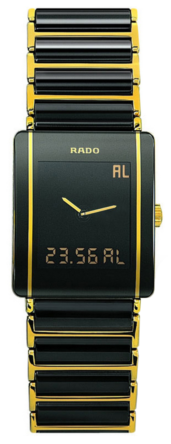 Rado Large Integral R20456152 Black Ceramic Case & Bracelet Gold Tone ...