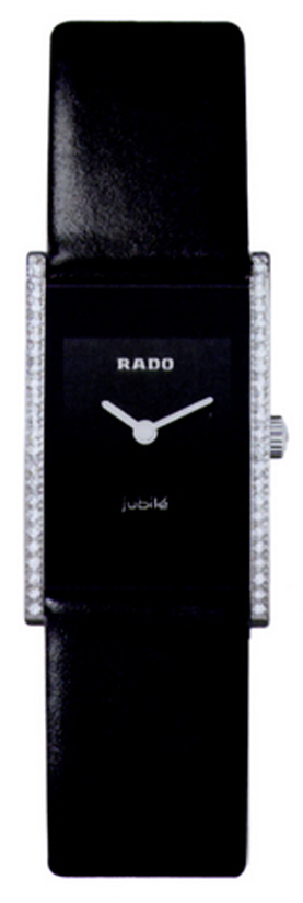 Rado Ladies Integral R20759155 Black Leather Strap Black Dial Diamonds ...