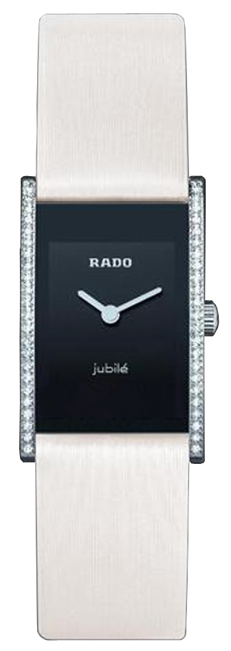 Rado Ladies Integral R20759157 White Satin Strap Black Dial Diamonds ...