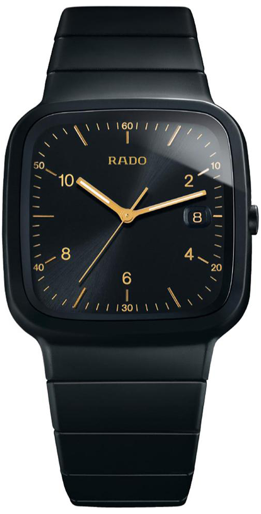 R28888172 Rado R5.5 Quartz Watch Black Ceramic Case/Bracelet Black Dial