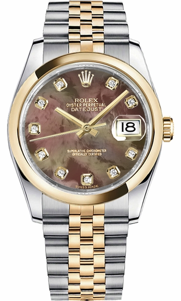 116203 Rolex Datejust 36 Black Mother of Pearl Dial