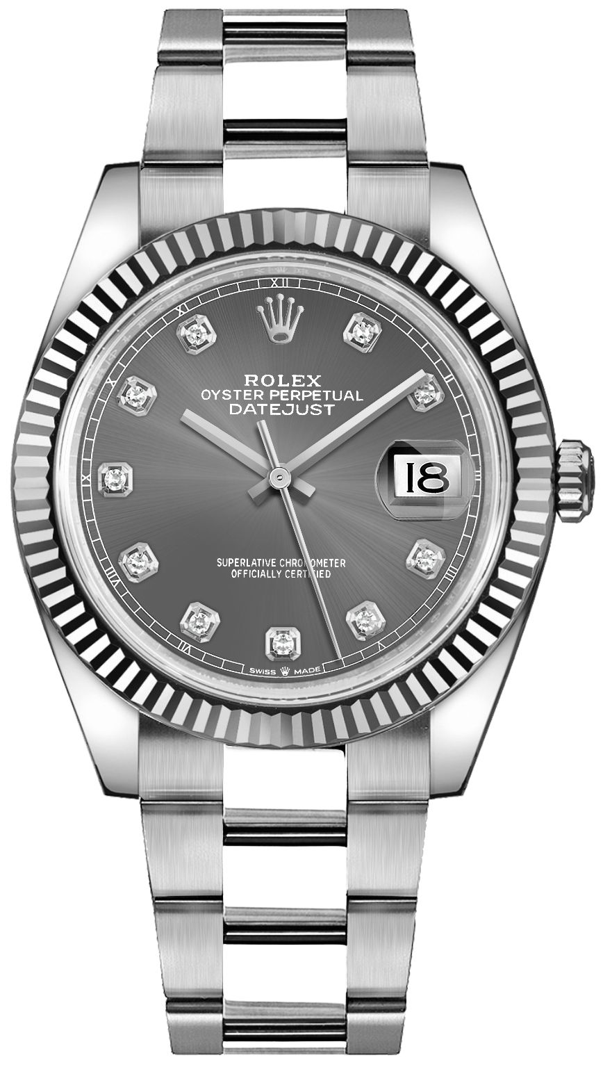 126334 Rhodium Dial Rolex Datejust 41 Men's Watch with Diamonds on Sale