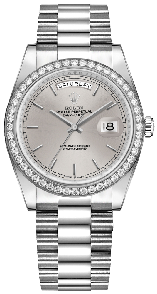 Rolex Day-Date 36 18k White Gold Women's Watch 128349RBR