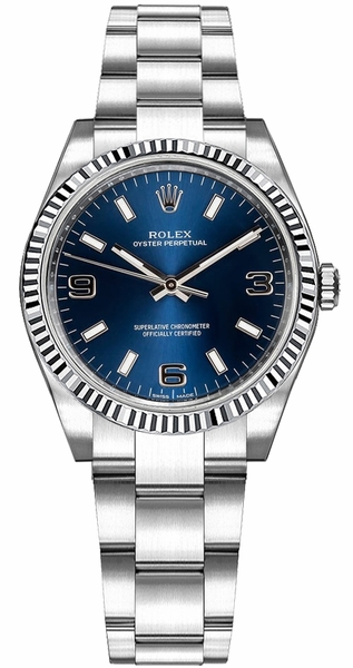 177234 Rolex Oyster Perpetual Midsize Blue Dial Watch