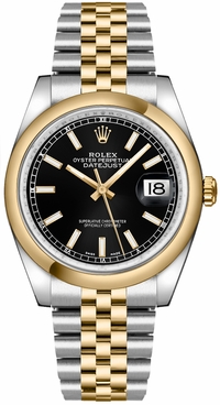 116203 Rolex Datejust 36 Black Index Dial Watch