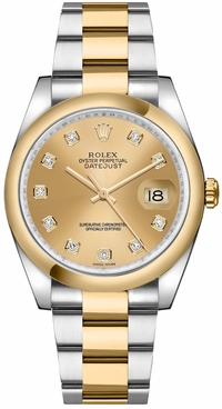 116203 Rolex Datejust 36 Luxury Gold Dial Watch