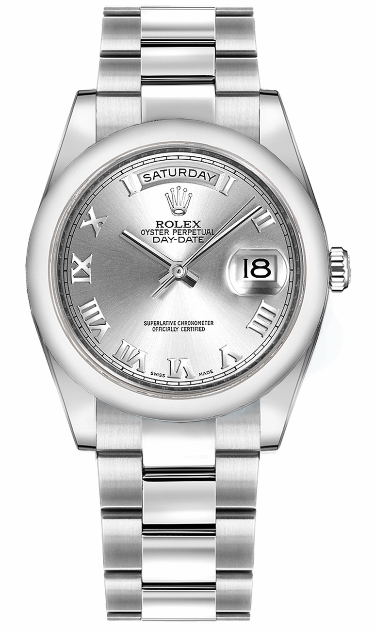 118209 Buy Rolex Day-Date Silver Roman Numeral Dial Watch