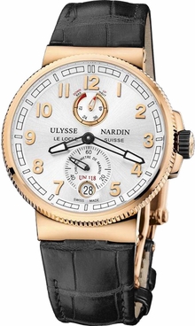 1186-126/61 Ulysse Nardin Marine Chronometer 43mm - Silver Dial Rose Gold Watch