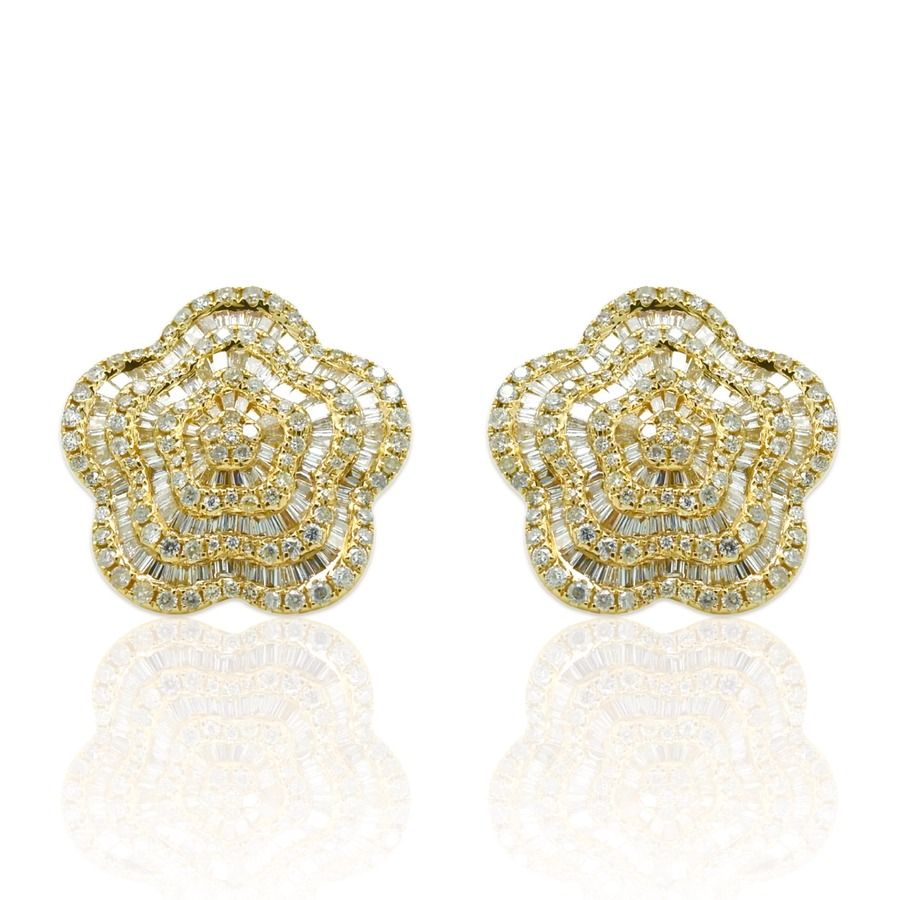 Diamond Earrings, 2.05 Carat on Solid 14k Yellow Gold