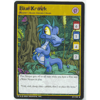 BLUE KRAWK Neopets TCG Mystery Island Rare Card # 21