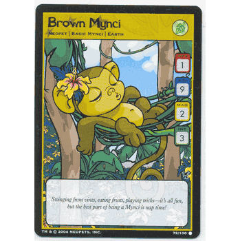 BROWN MYNCI Neopets TCG Mystery Island Common Card # 72