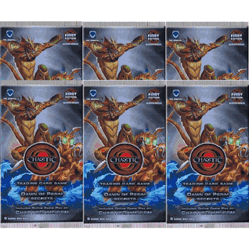 DAWN OF PERIM Chaotic Trading Card Game SIX BOOSTER PACK LOT with each ...