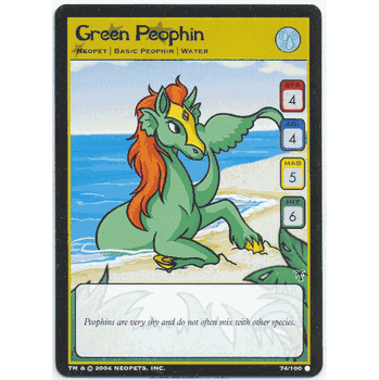 GREEN PEOPHIN Neopets TCG Mystery Island Common Card # 74