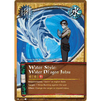 J-US011 Water Style: Water Dragon Jutsu Naruto Rare Card