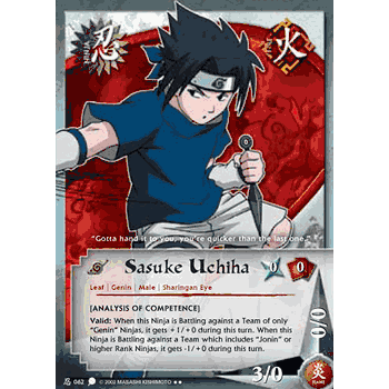 N-062 Sasuke Uchiha Rare Naruto Card