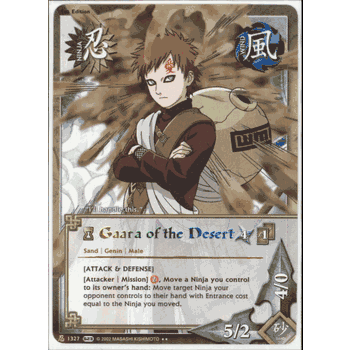 N-1327 GAARA OF THE DESERT [ATTACK & DEFENSE] Rare Naruto Invasion Card
