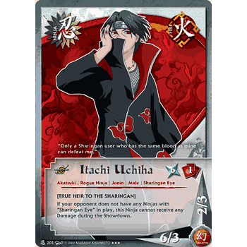 N-203 Itachi Uchiha Gold Foil Rare Naruto CCG Card