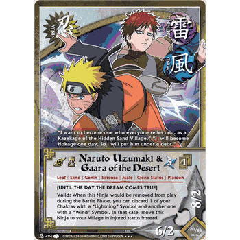 N-494 NARUTO UZUMAKI & GAARA OF THE DESERT Gold Foil Holofoil Naruto Card