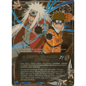 N-816 NARUTO UZUMAKI & JIRAIYA Gold Foil Rare Naruto Card