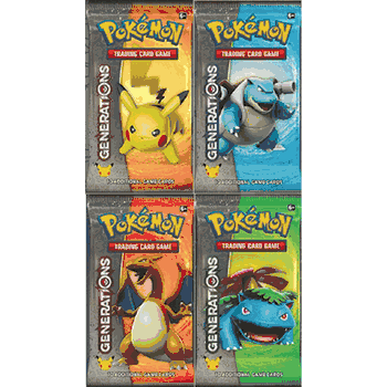 Pokemon GENERATIONS FOUR BOOSTER PACKS containing 10 Pokemon Cards each ...