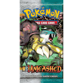 Pokemon HS UNLEASHED Booster Pack containing 10 Pokemon Cards