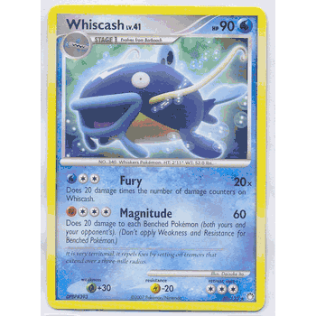 WHISCASH LV.41 Pokemon Mysterious Treasures Rare Card # 40