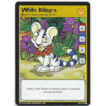 WHITE KOUGRA Neopets TCG Mystery Island Common Card # 76