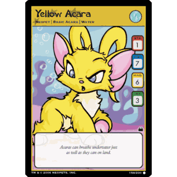 YELLOW ACARA Neopets TCG Travels in Neopia Common Card # 158