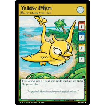 YELLOW PTERI Neopets TCG Travels in Neopia Uncommon Card # 97