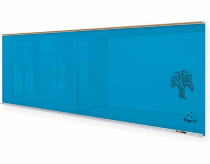 4' x 12' Blue Magnetic Glass Dry Erase Wall Panel System