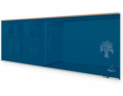 4' x 12' Navy Magnetic Glass Dry Erase Wall Panel System