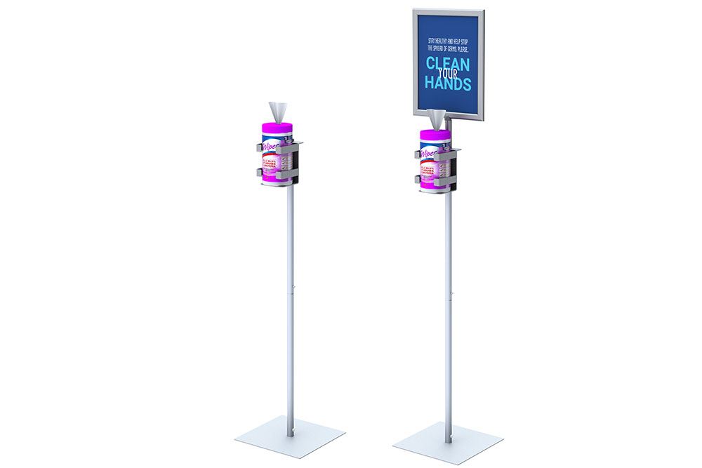 Hand Sanitizer Wipes Dispenser Stand, Square Base