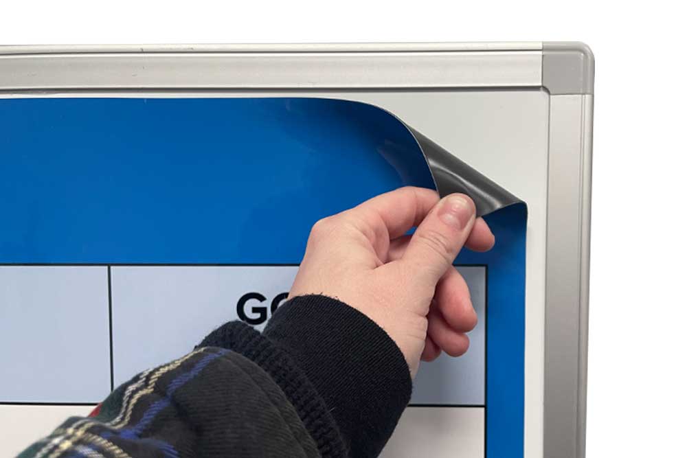 Mobile Multiboard Dry Erase Station With Printed Magnets