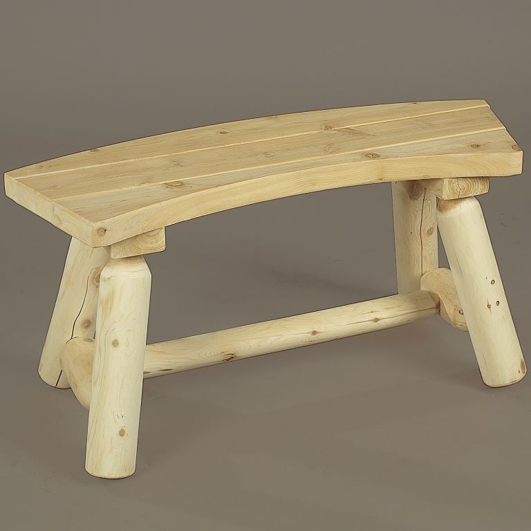 Curved Cedar Wood Log-Style 3-Foot Bench
