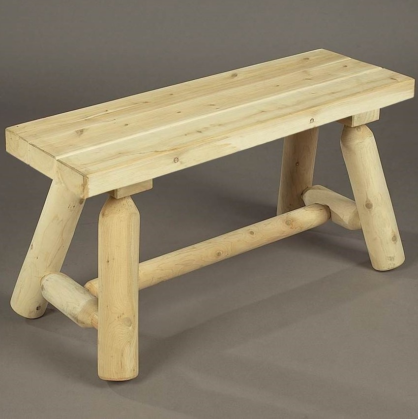 Solid Cedar Wood Log-Style 3’ Bench