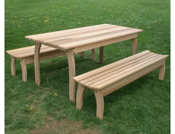 Cedar Wood Family Dining Set with Benches