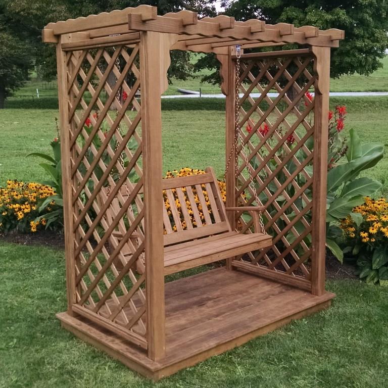 Covington Pressure Treated Pine Garden Swing & Arbor with Deck ...