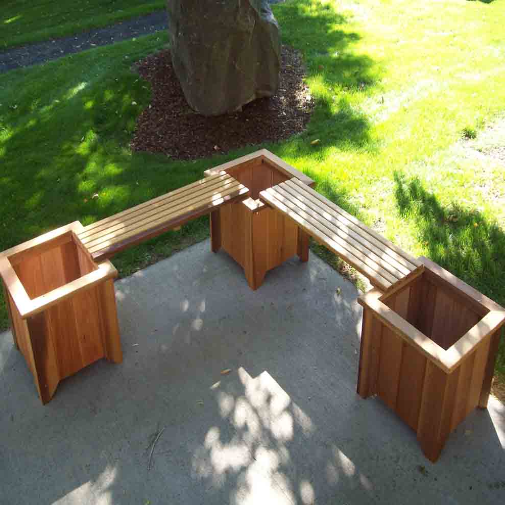 Cedar Wood Heritage Double Planter Bench Set