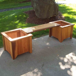 Cedar Wood and Redwood Planter Benches