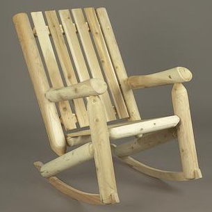 Cedar Wood Log-Style High-Back Rocking Chair