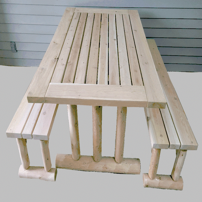 Log Style Picket Picnic Table Set