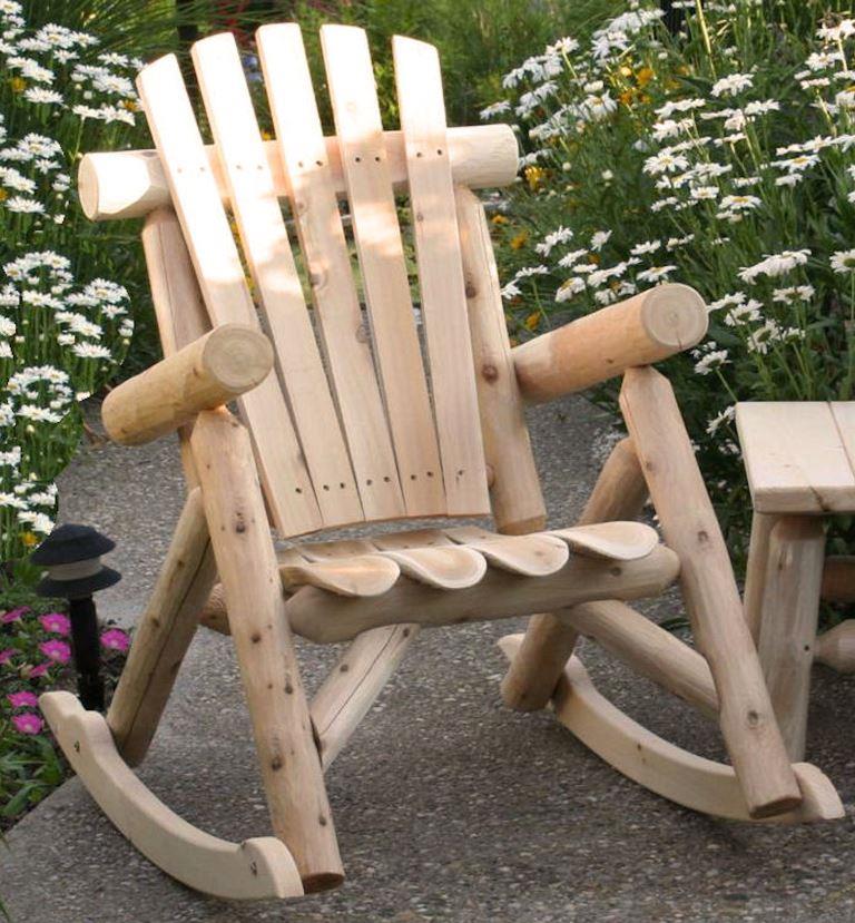 Cedar Wood Log-Style Rocking Chair