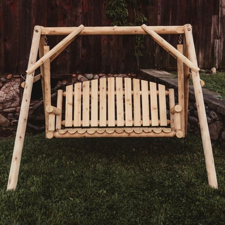 Cedar Wood Log-Style Swing Set – CedarwoodFurniture.com