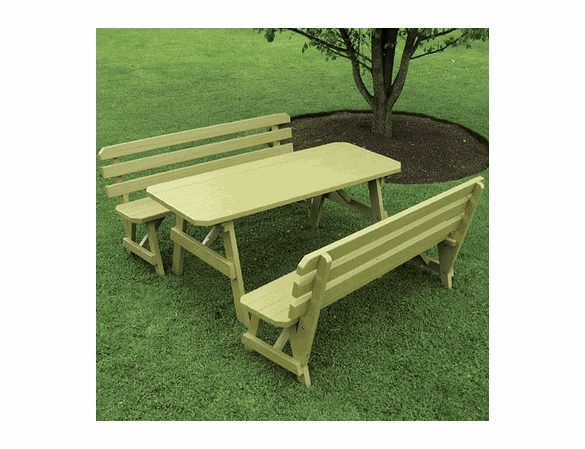 Traditional Table w/2 Backed Benches Pine