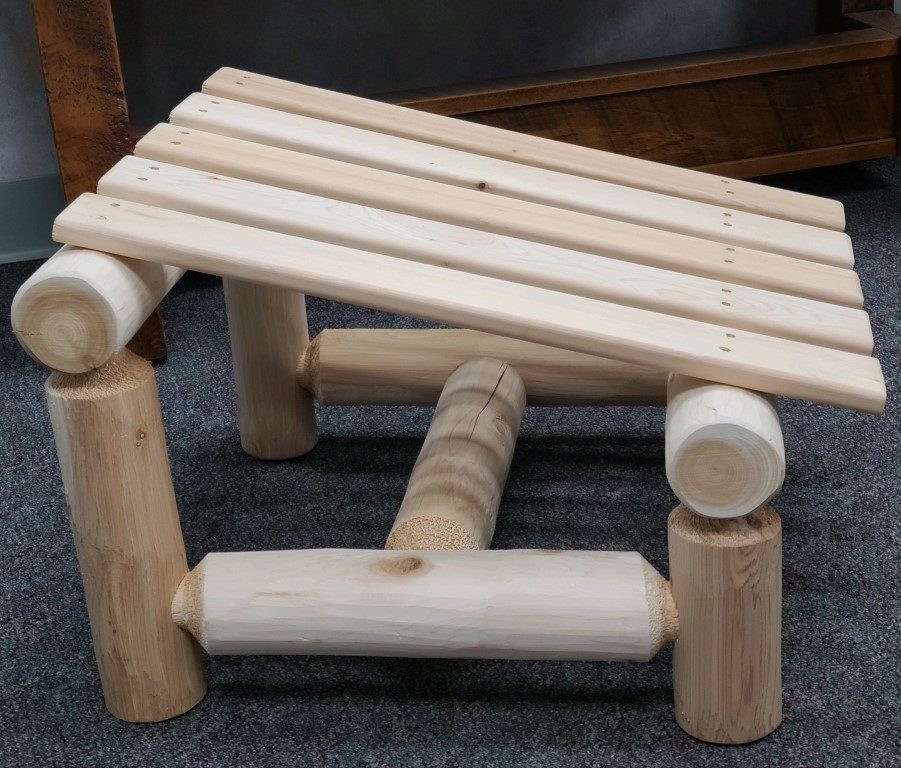 Rustic Log Cedar Ottoman - American Made