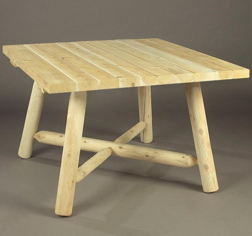 Cedar Wood Log-Style Rustic Square Dining Table