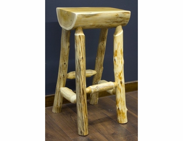 Cabin Collection Half Log Bar Stool - Rustic Log Style